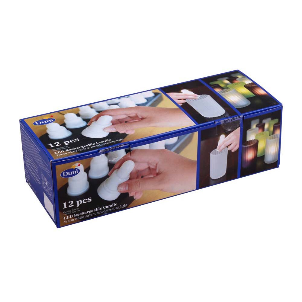 Duni - LED-Kerzen wiederaufladbar, 12, weiß | Moosmann Verpackungen