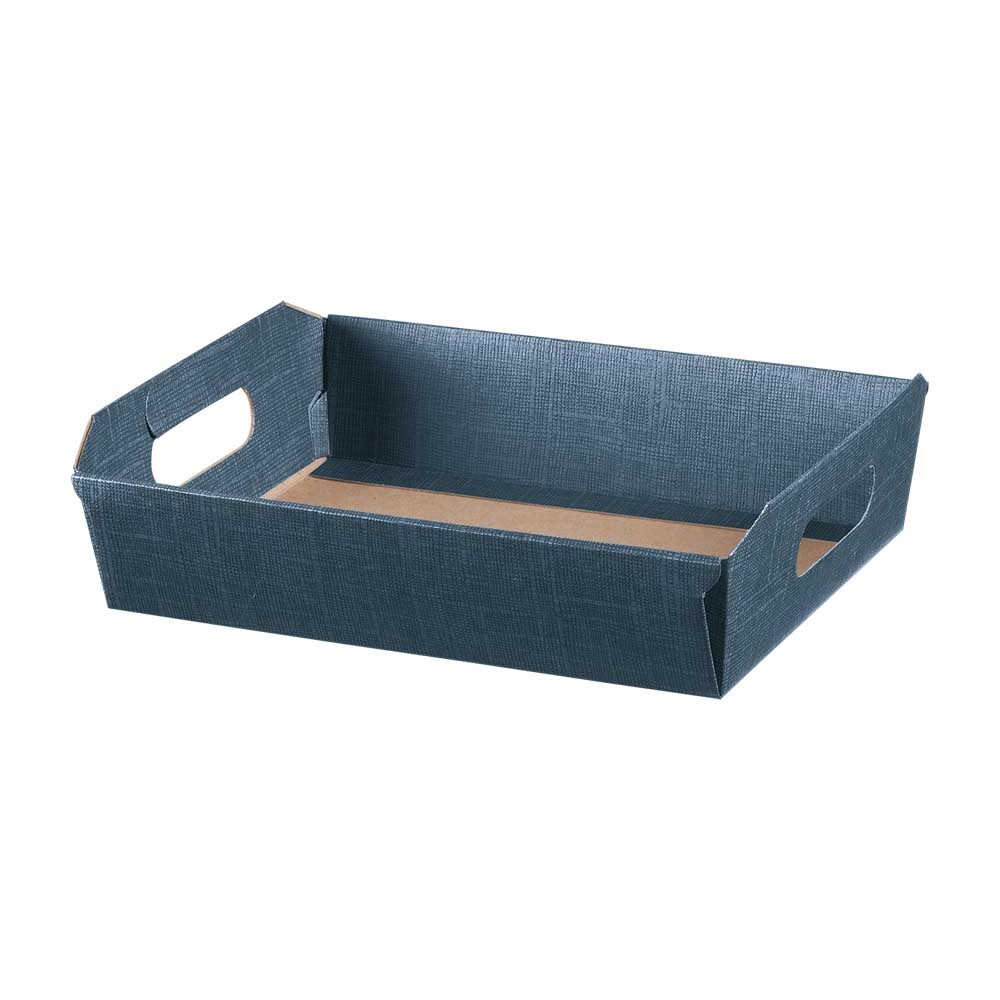 Geschenkkorb flach blau mit Tragegriff klein | Moosmann Verpackungen