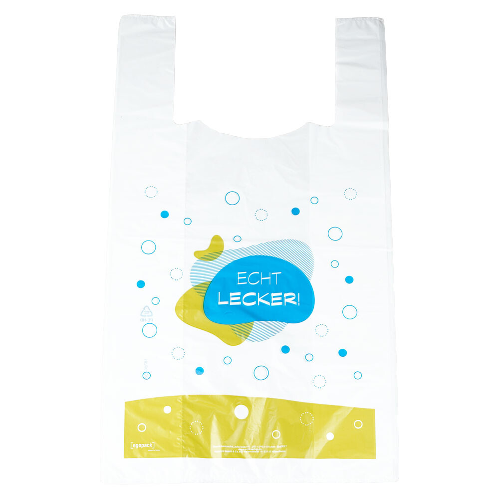 Hemdchen-Tragetaschen HDPE echt lecker | Moosmann Verpackungen